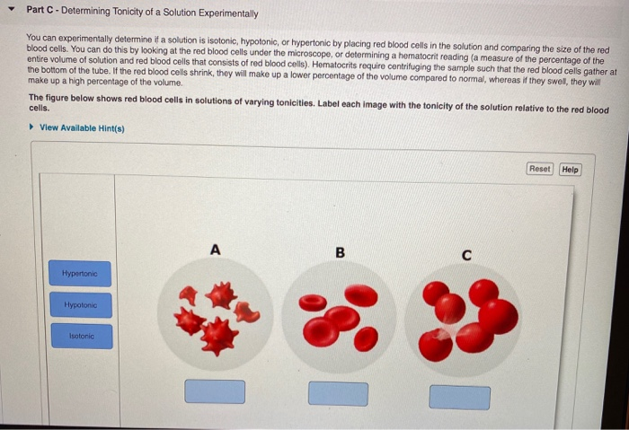 Solved Part C-Determining Tonicity of a Solution | Chegg.com Solved Part C-Determining Tonicity of a Solution | Chegg.com