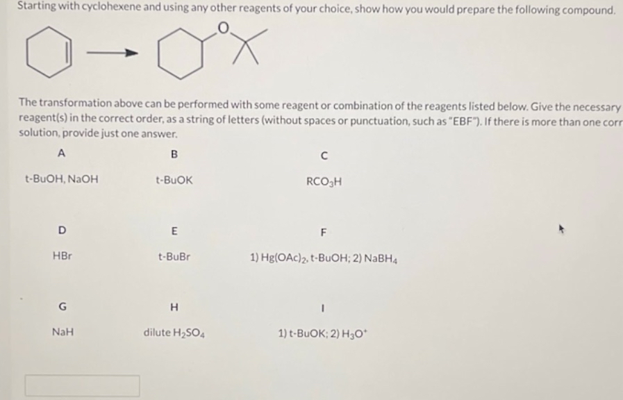 Solved Starting with cyclohexene and using any other | Chegg.com