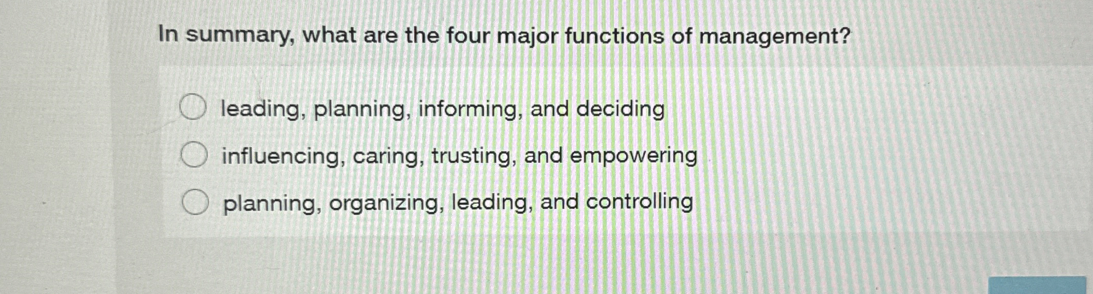 Solved In summary, what are the four major functions of | Chegg.com