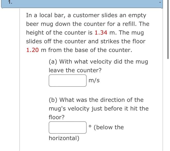 Solved a local bar, a customer slides an empty eer mug down | Chegg.com
