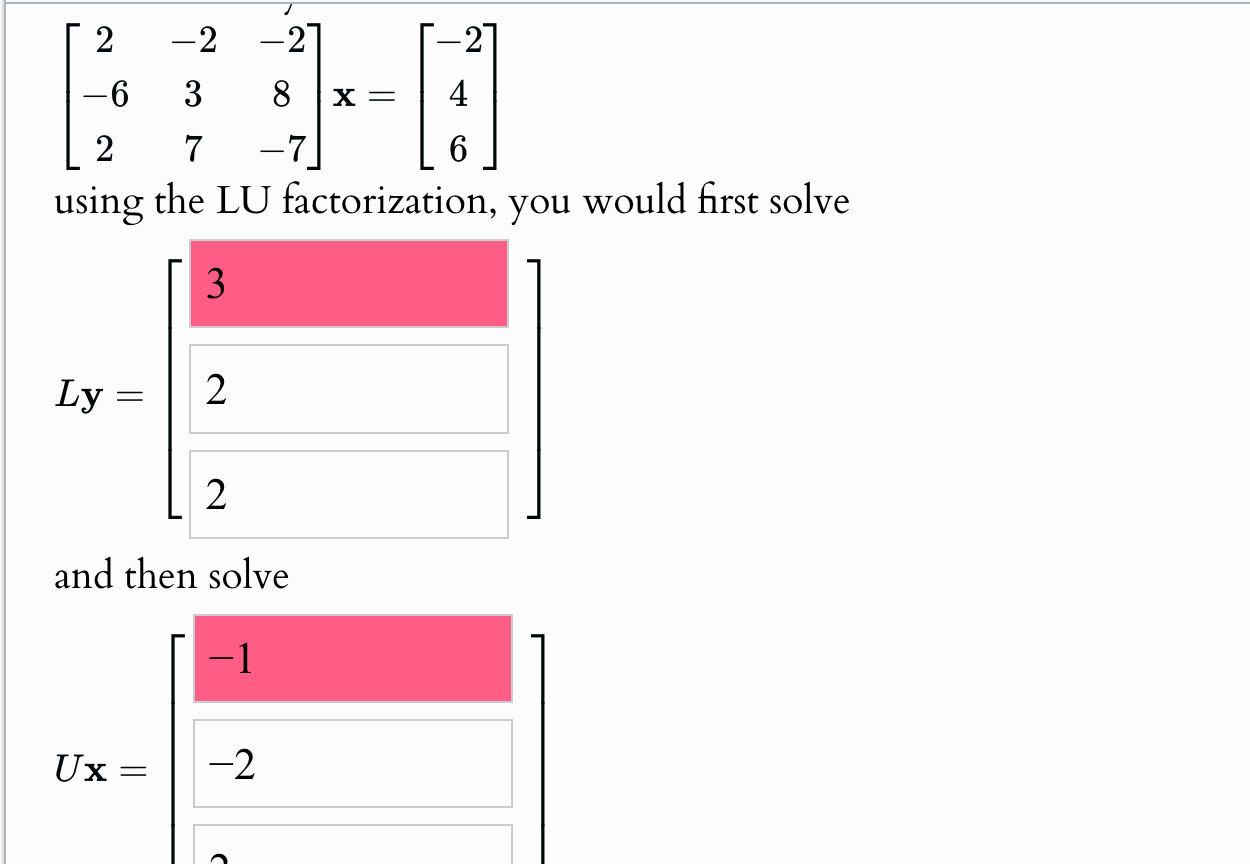 [2-2-2-63827-7]x=[-246]using the LU ﻿factorization, | Chegg.com
