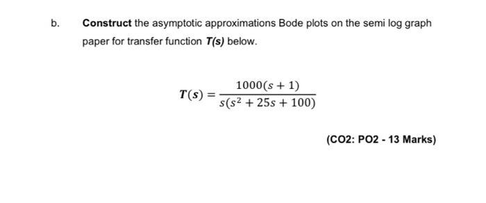 Solved b. Construct the asymptotic approximations Bode plots | Chegg.com