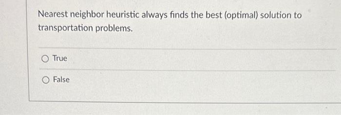 Solved Nearest neighbor heuristic always finds the best | Chegg.com