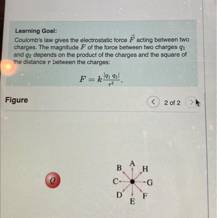 Solved Learning Goal: Coulomb's law gives the electrostatic | Chegg.com
