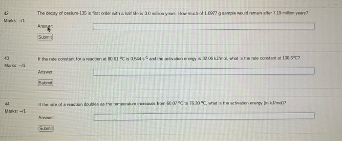 Solved The decay of cesium-135 is first order with a half | Chegg.com