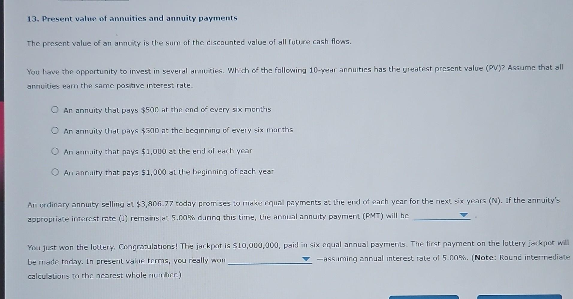 Solved 13. Present value of annuities and annuity payments | Chegg.com