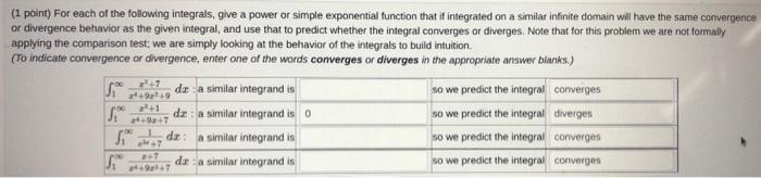 Solved (1 point) For each of the following integrals, give a | Chegg.com