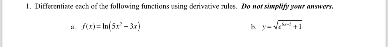 Solved Please do step by step Differentiate each of the | Chegg.com Solved Please do step by step Differentiate each of the | Chegg.com