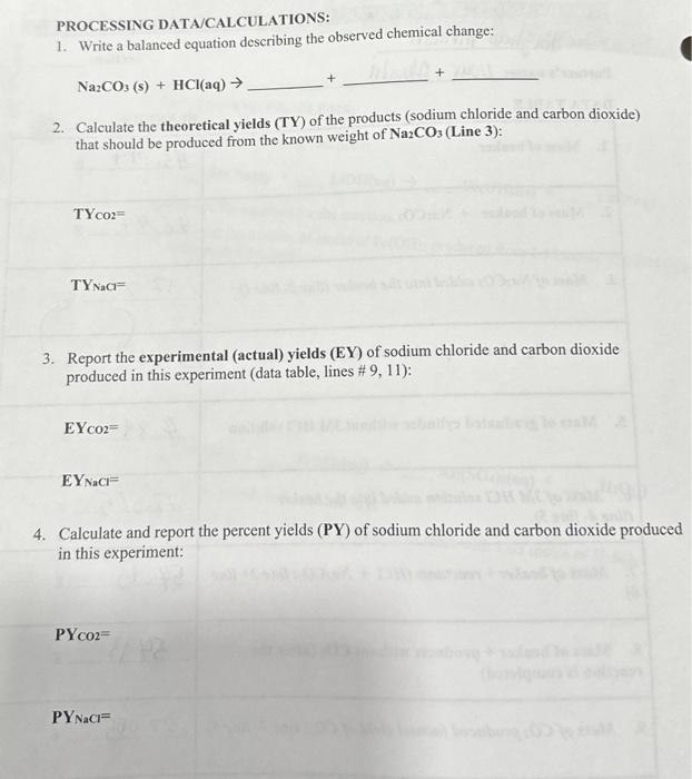 Solved 2. Calculate the theoretical yields (TY) of the | Chegg.com