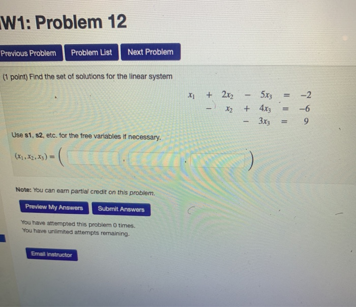 Solved W1 Problem 12 Previous Problem Problem List Next