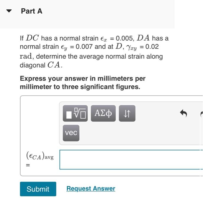 Solved The square plate is deformed into the shape shown by | Chegg.com