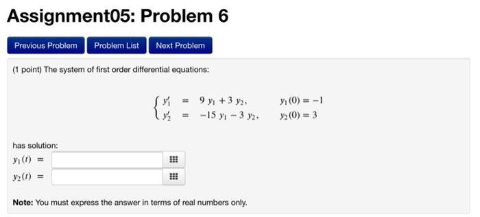 Solved Assignment05 Problem 6 Previous Problem Problem List 