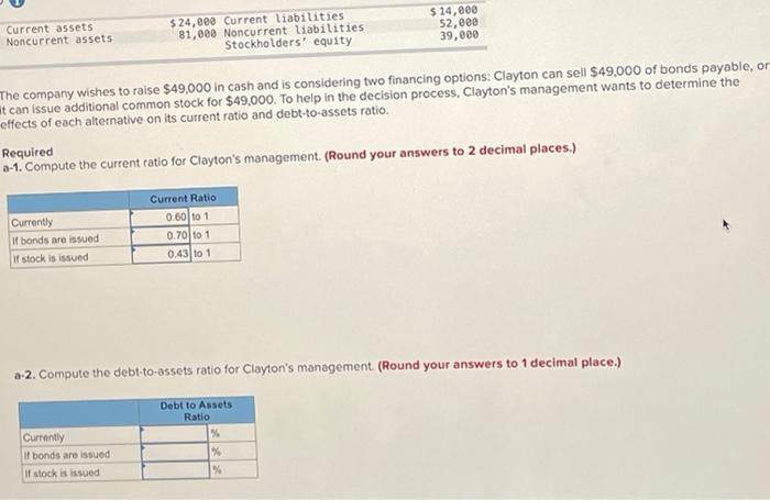 Solved Current assets Noncurrent assets $ 24,000 Current | Chegg.com