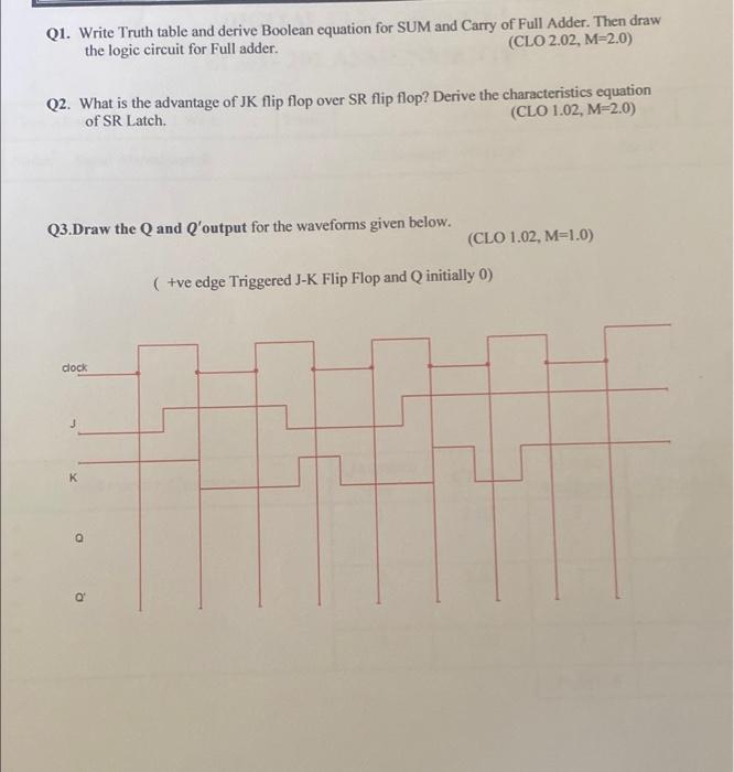 Solved Q1 Write Truth Table And Derive Boolean Equation For