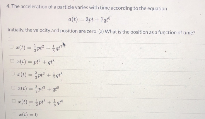 Solved 3 The Acceleration Of A Particle Varies With Time