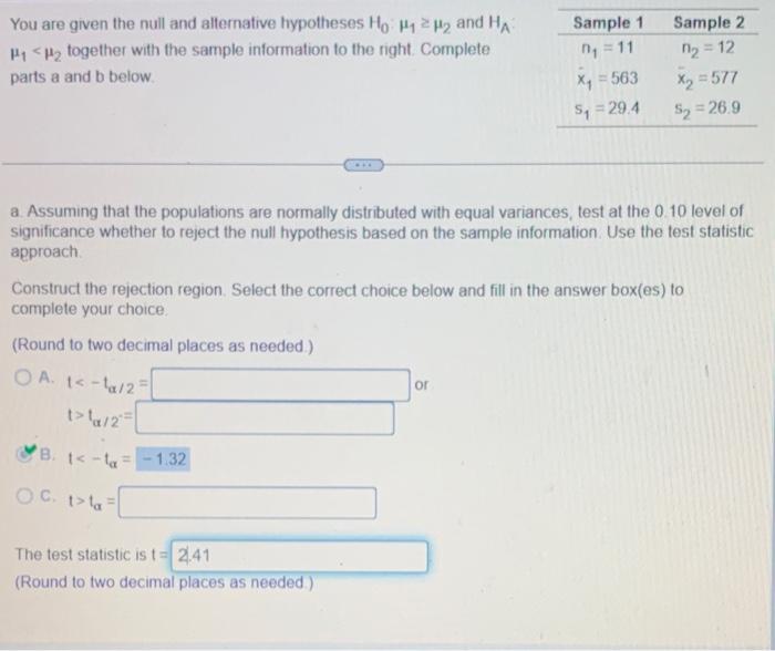 Solved You are given the null and alternative hypotheses | Chegg.com