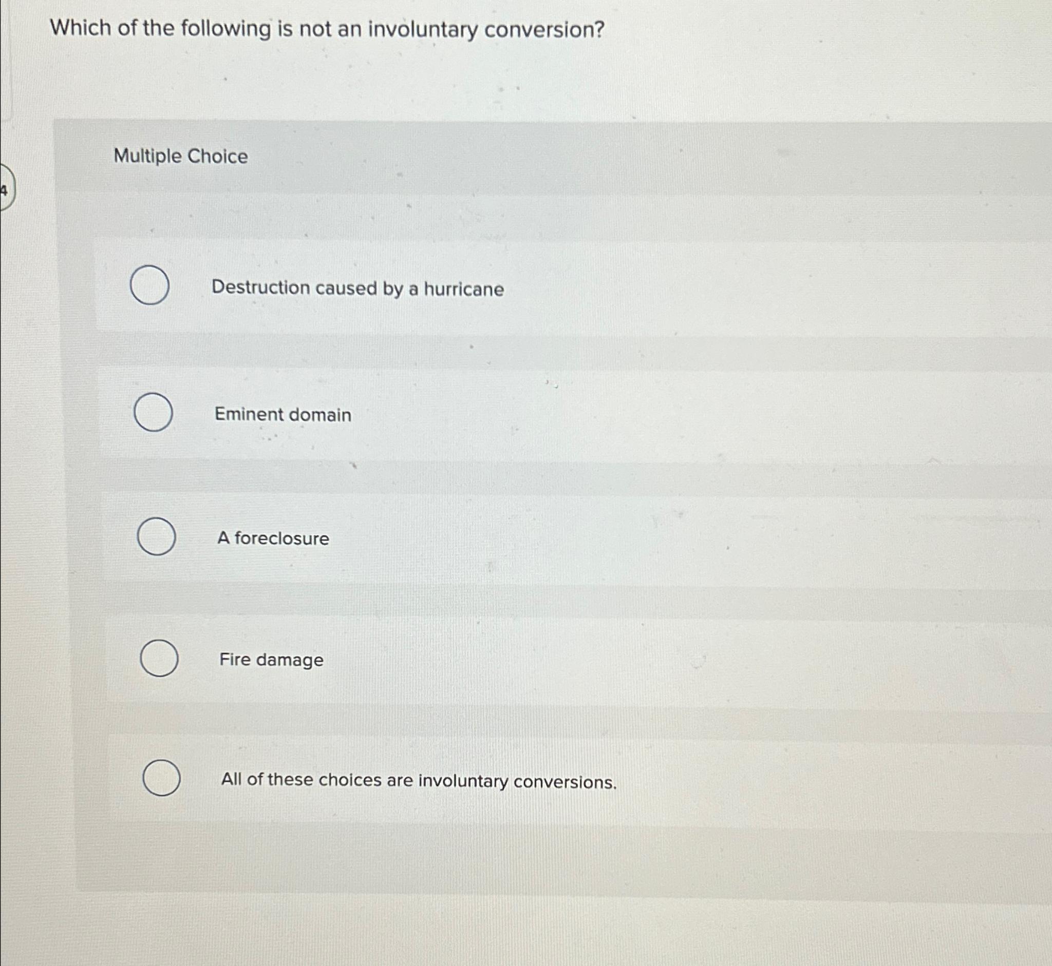 Solved Which of the following is not an involuntary | Chegg.com