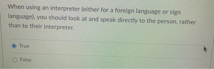 Solved When using an interpreter (either for a foreign | Chegg.com