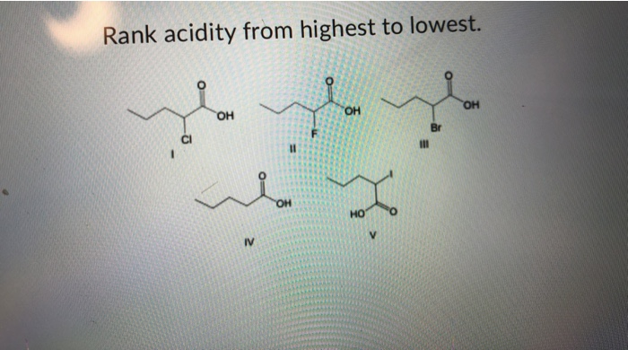 Solved Rank acidity from highest to lowest. wa | Chegg.com