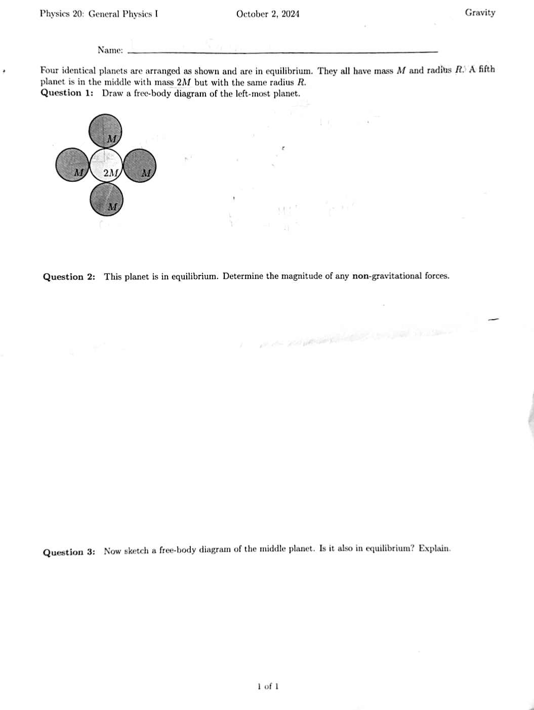 Solved Name:Four identical planets are arranged as shown and | Chegg.com