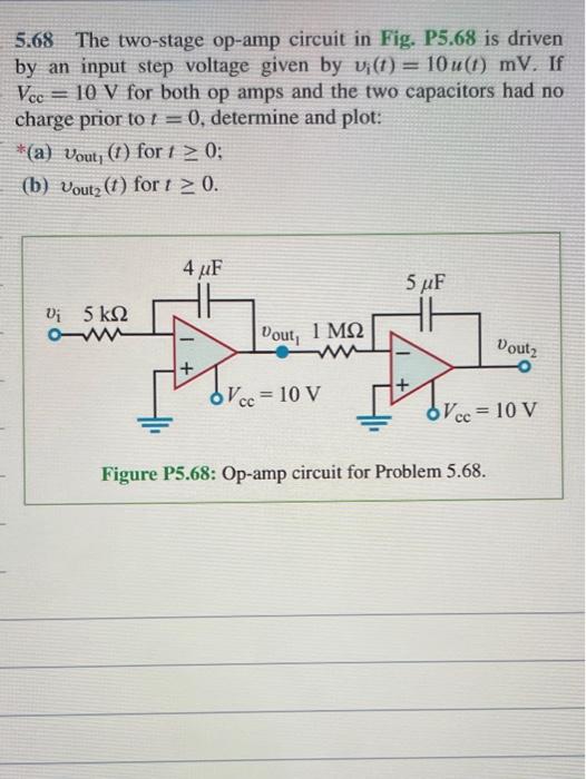 Solved 5.68 The two-stage op-amp circuit in Fig. P5.68 is | Chegg.com