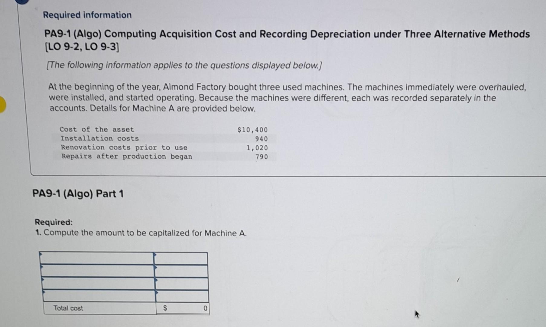 Solved Required information PA9-1 (Algo) Computing | Chegg.com
