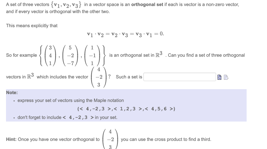 Solved A set of three vectors {v1,v2,v3} ﻿ in a vector | Chegg.com