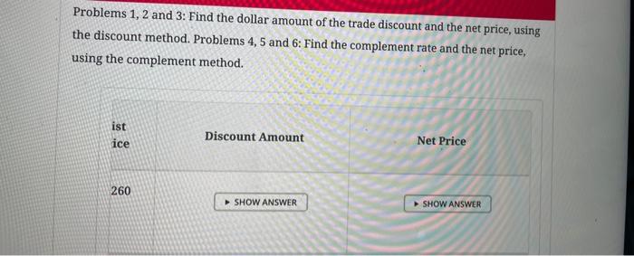 Solved Problems 1,2 and 3: Find the dollar amount of the | Chegg.com