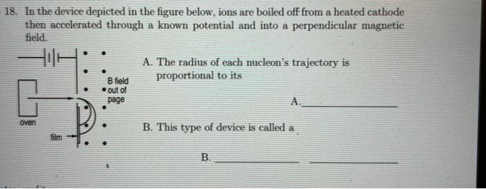 Solved 18. In the device depicted in the figure below, ions | Chegg.com