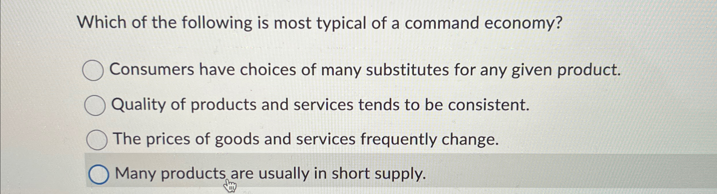 Solved Which of the following is most typical of a command | Chegg.com