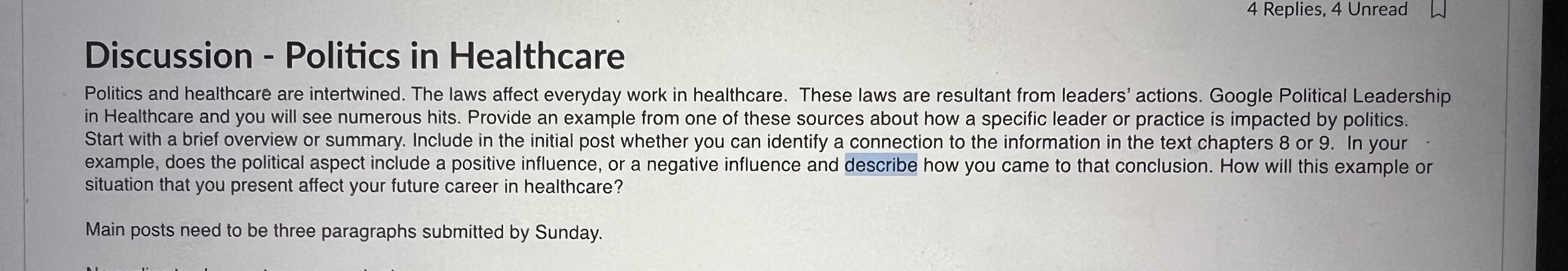Solved Discussion - ﻿Politics in HealthcarePolitics and | Chegg.com