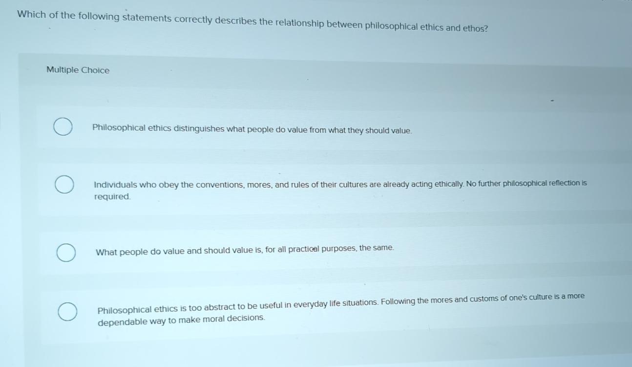 Solved Which of the following statements correctly describes | Chegg.com