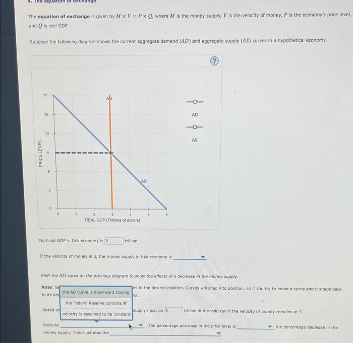 Solved 4. The equation of exchange The equation of exchange | Chegg.com