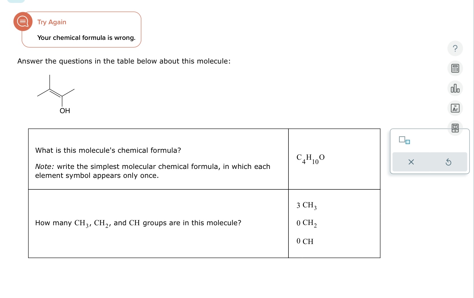 Solved Try AgainYour chemical formula is wrong.Answer the | Chegg.com