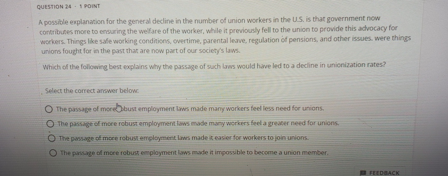 Solved QUESTION 24 - ﻿I POINTA possible explanation for the | Chegg.com