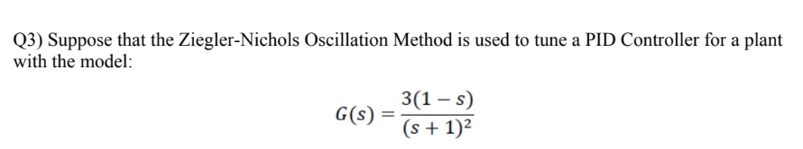 Solved Q3) ﻿Suppose that the Ziegler-Nichols Oscillation | Chegg.com