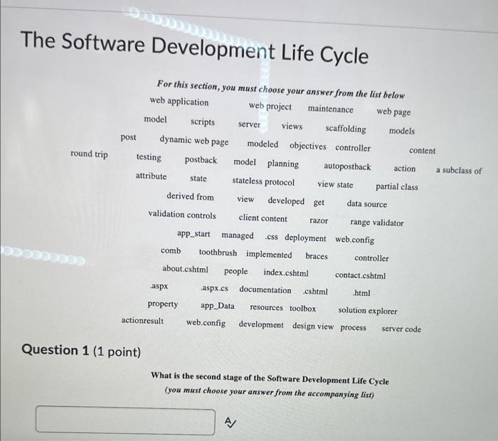 Solved The Software Development Life Cycle For this section, | Chegg.com