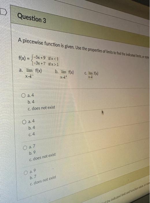 Solved A piecewise function is given. Use the properties of | Chegg.com
