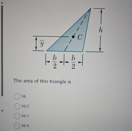 Solved The area of this triangle isbhbh2bh3bh/ 4 | Chegg.com