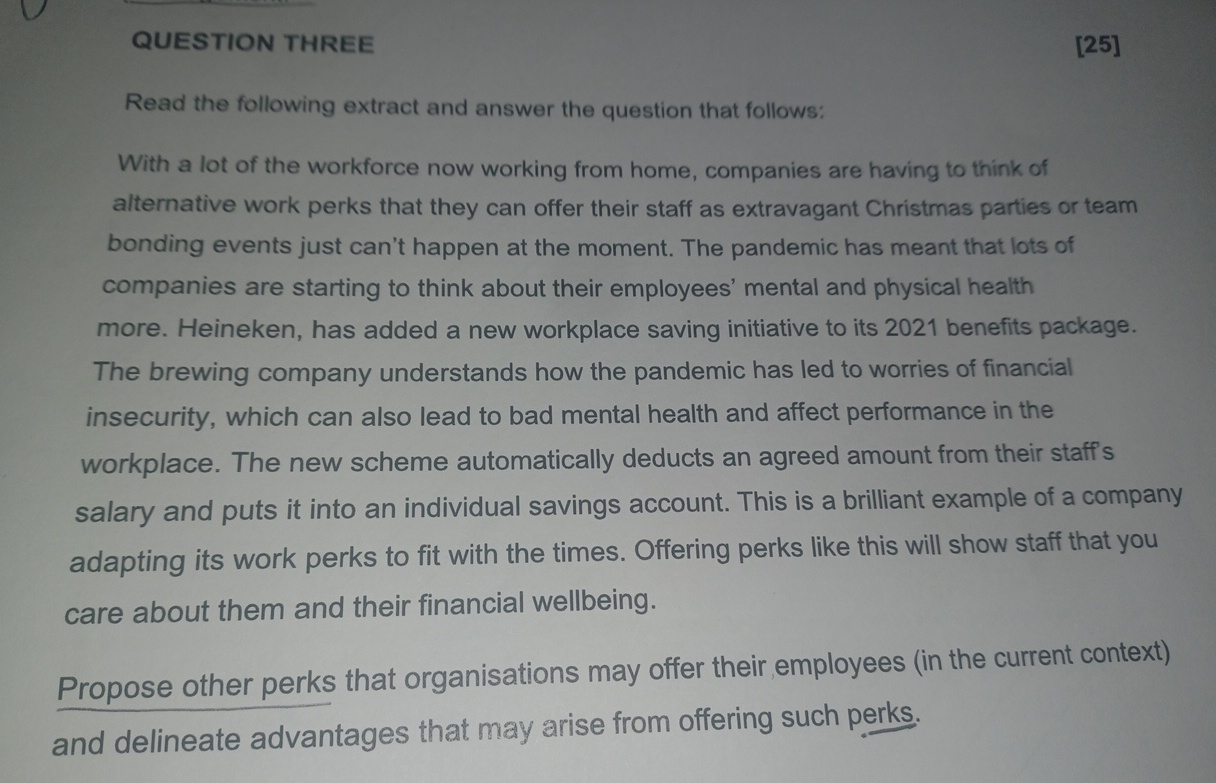 Solved QUESTION THREE[25]Read the following extract and | Chegg.com