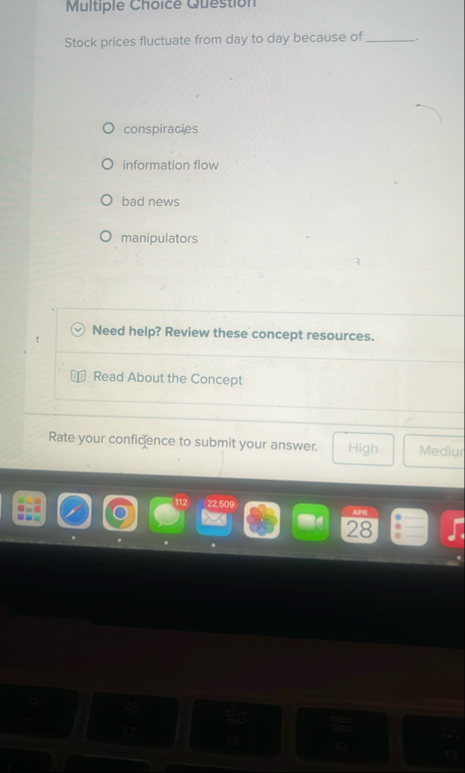Solved Multiple Choice QuestionStock prices fluctuate from | Chegg.com