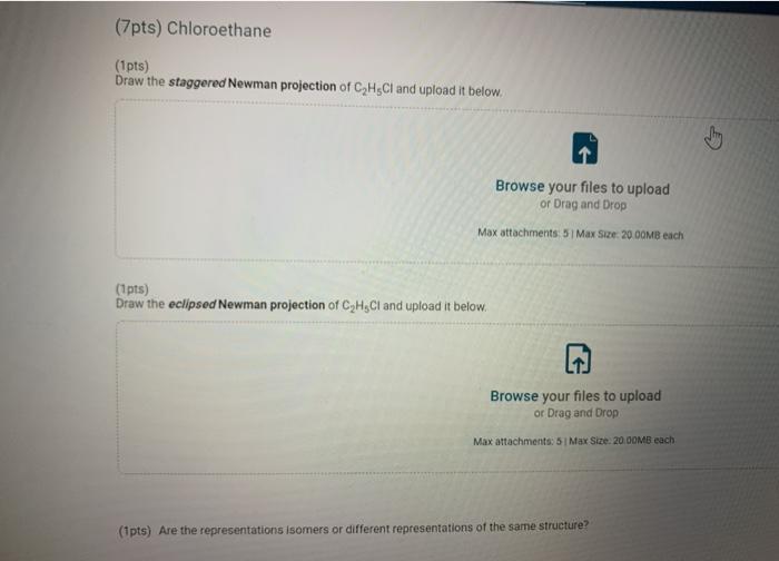 Solved (7pts) Chloroethane (1 pts) Draw the staggered Newman | Chegg.com
