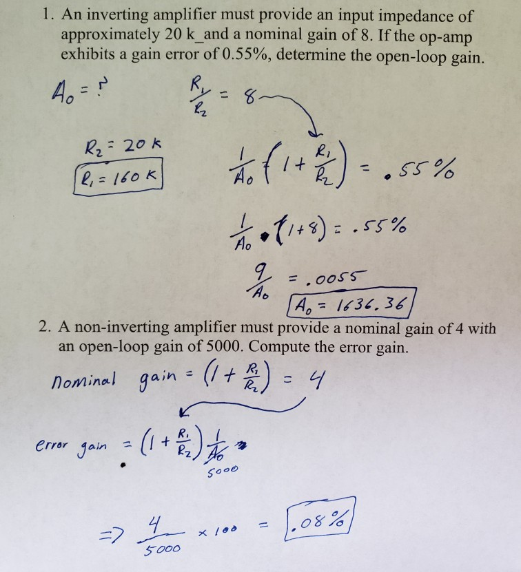 Solved 1. An inverting amplifier must provide an input | Chegg.com