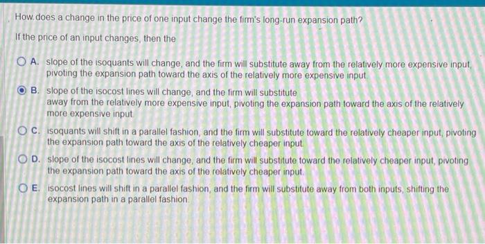 Solved How does a change in the price of one input change | Chegg.com