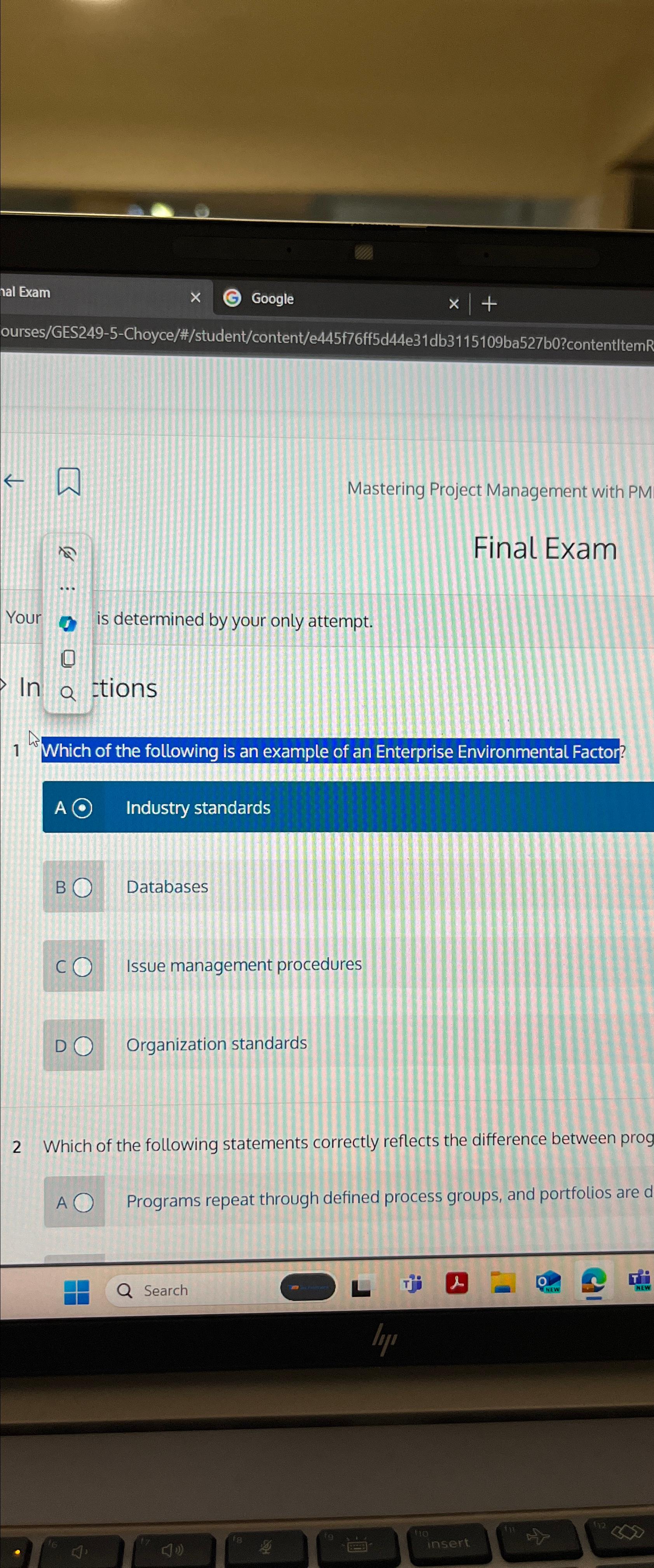 Solved Mastering Project Management with PMFinal ExamYouris | Chegg.com