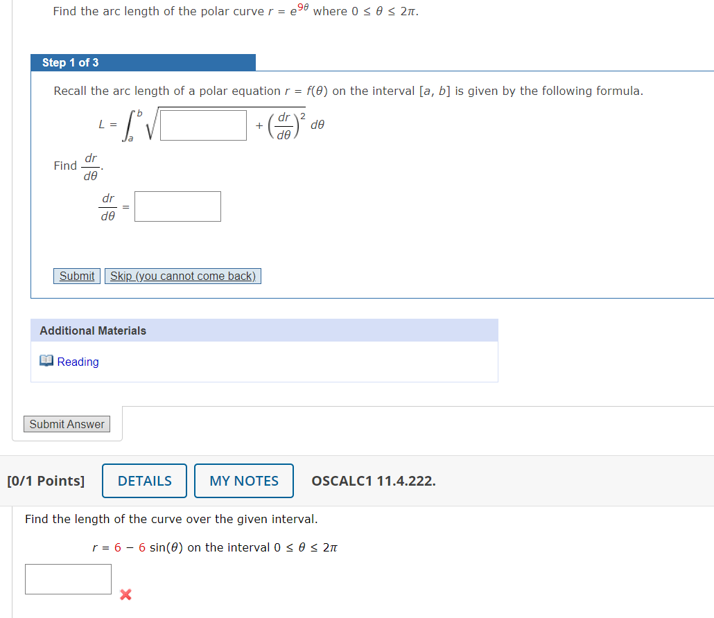 Solved Find the arc length of the polar curve r=e9θ ﻿where | Chegg.com