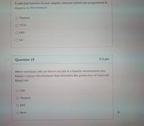 Solved T-cells that function in your adaptive immune system | Chegg.com