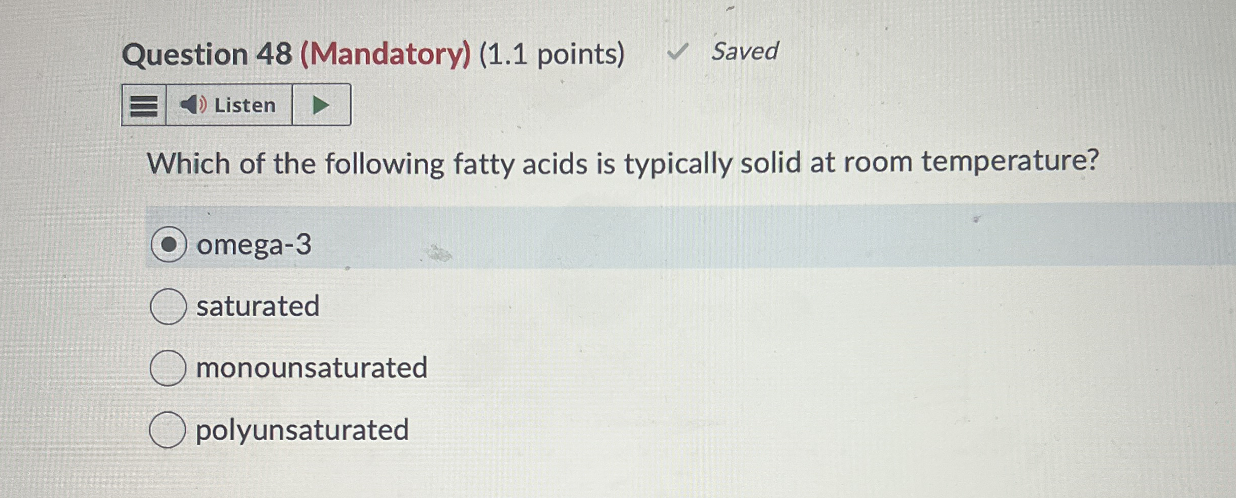 Solved Question 48 (Mandatory) (1.1 ﻿points)Which of the | Chegg.com