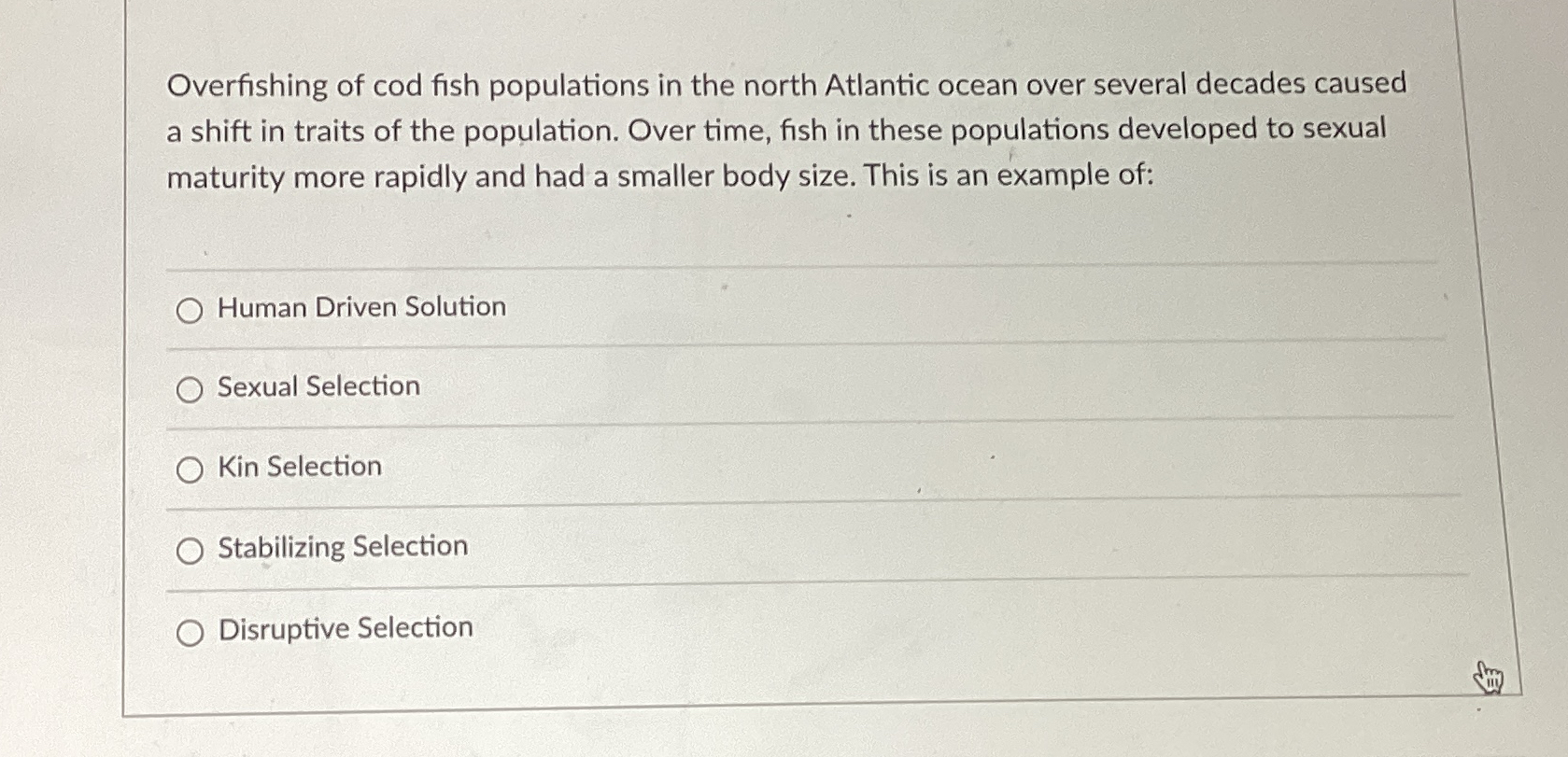 Solved Overfishing of cod fish populations in the north | Chegg.com