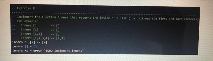 Solved -- Exercise E Implement the function Inners that | Chegg.com